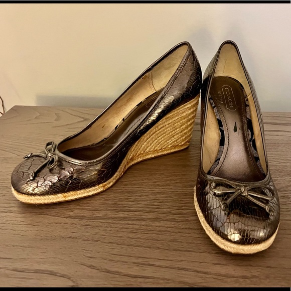Coach | Shoes | Coach Metallic Wedges | Poshmark